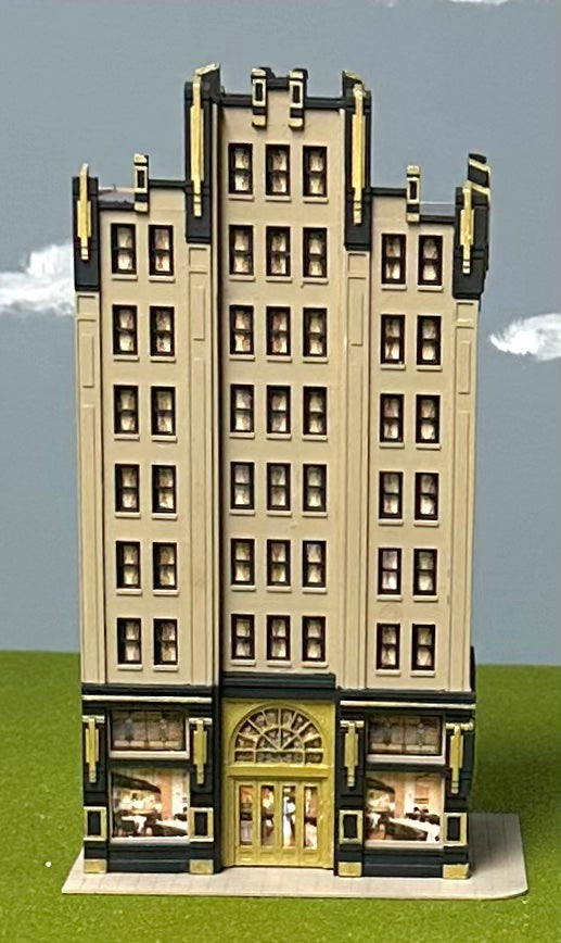 Lunde Studios NK-11 N Scale 8-Story Century Plaza,Fully Assembled , Li ...